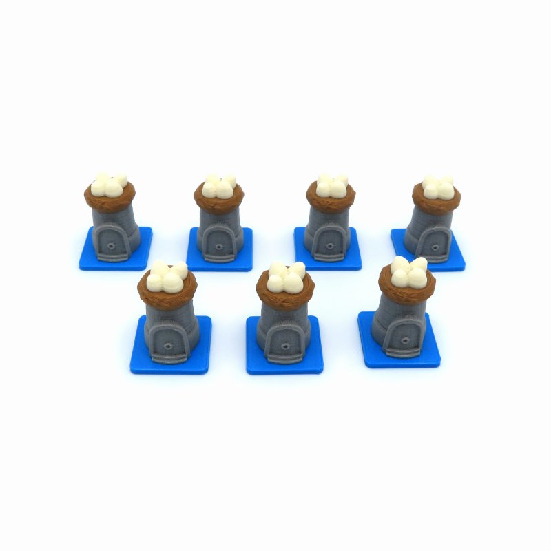 Pack base para Root - 51 piezas. Tokens 3D de edificios y facciones.