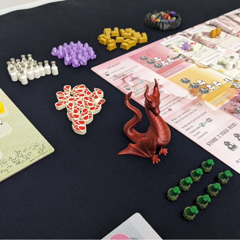 Resource Tokens for Wyrmspan. Meat, milk, crystal & gold. Game Accessories